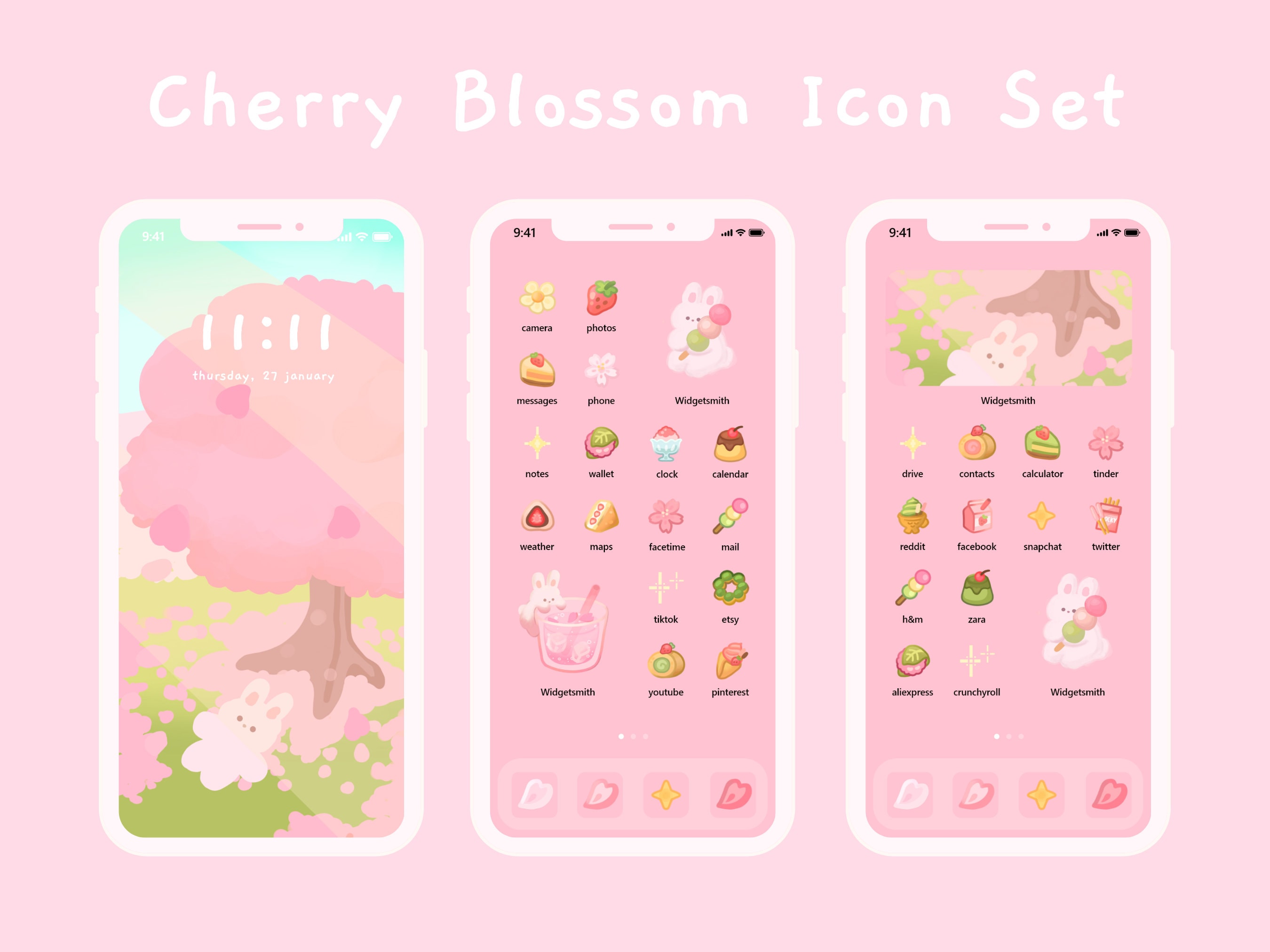 Cute Cherry Blossom Ios & Android App Icons Spring Home - Etsy