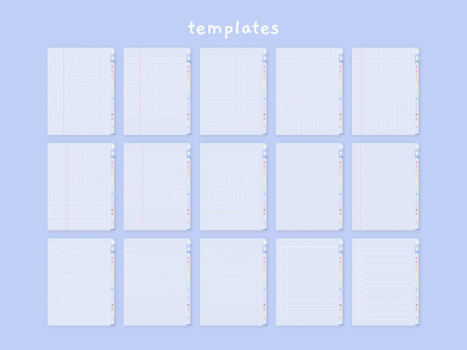 Cute Blue Digital Notebook | Hyperlinked Goodnotes5 Notebook ...