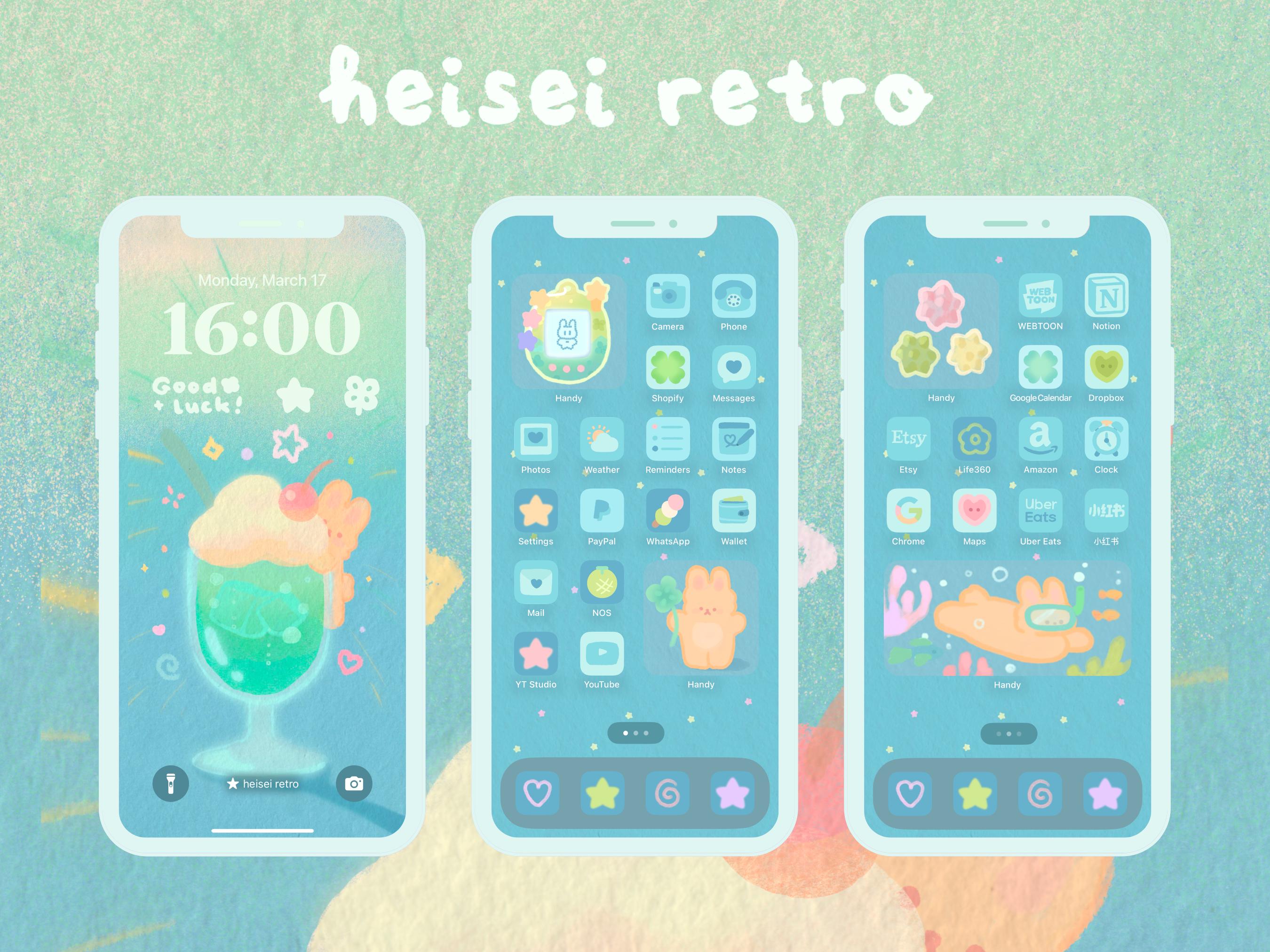 Cute Blue Ios and Android App Icon Set | Home Screen Theme | Widget ...