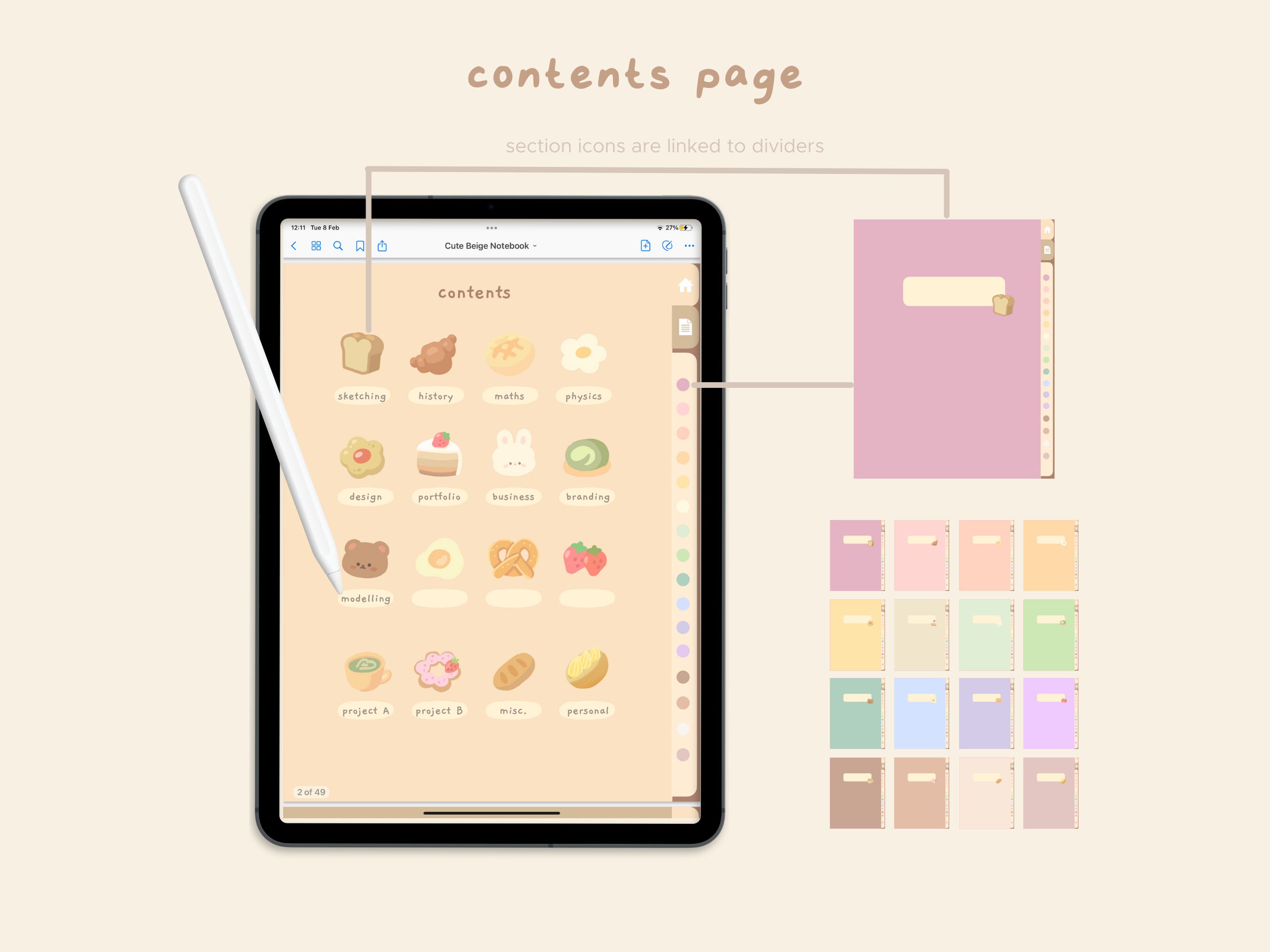 Cute Beige Digital Notebook Hyperlinked Goodnotes5 Notebook | Etsy