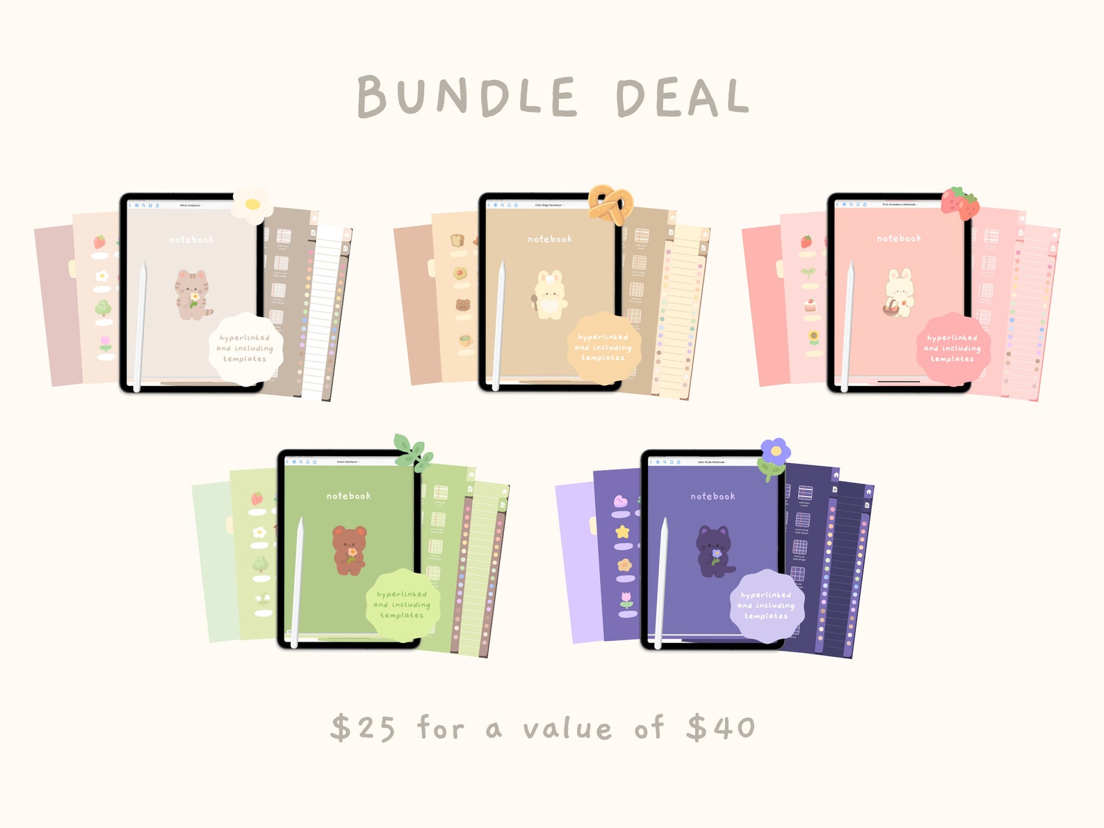 Cute Digital Notebook Value Bundle Hyperlinked Goodnotes5 - Etsy
