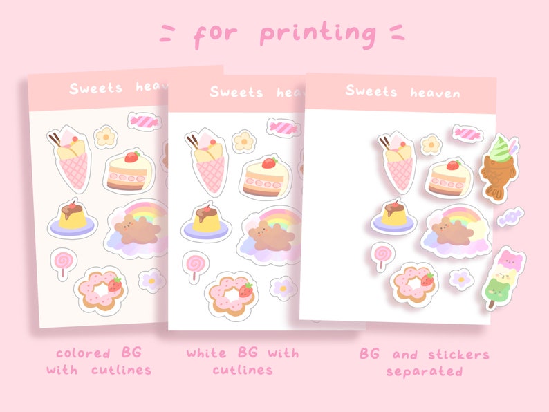 Cute Digital Sweets Heaven Stickers Printable Stickers - Etsy