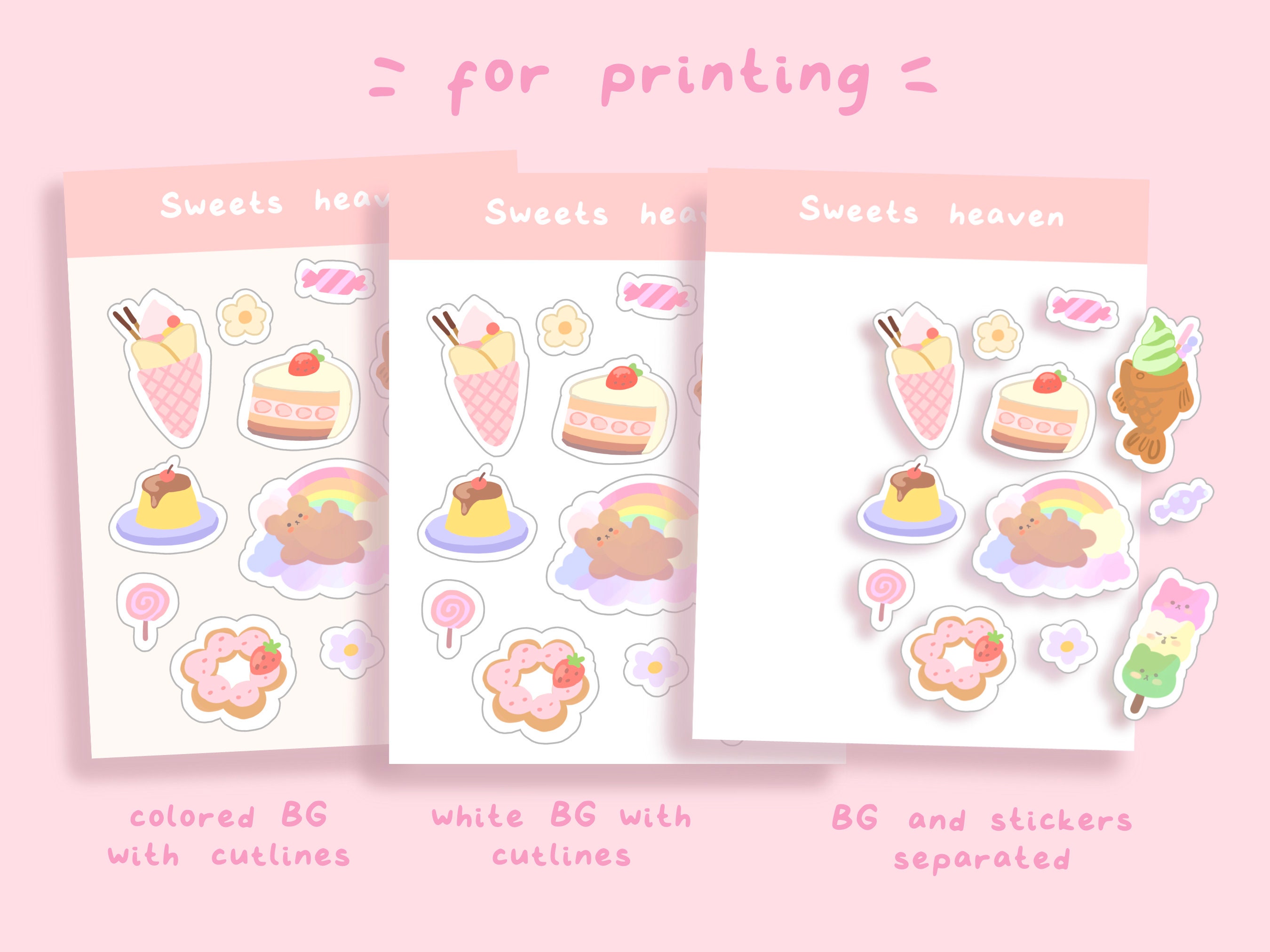 Cute Digital Sweets Heaven Stickers Printable Stickers | Etsy