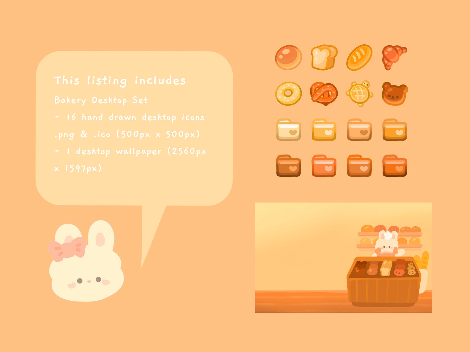 Cute Bakery Desktop Icon Set | Windows & Mac | Wallpaper | Folder Icons ...