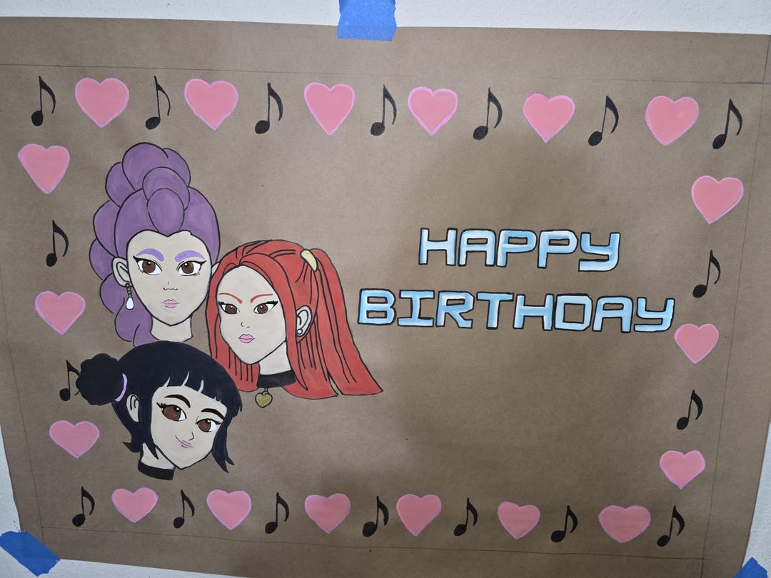 Hand-painted K-pop Demon Hunters Birthday Banner - Etsy