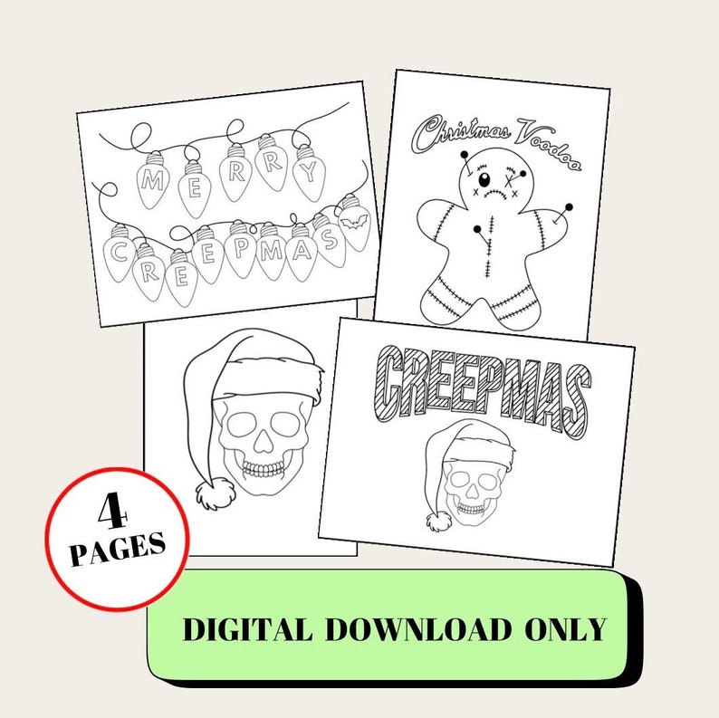 Creepmas Coloring Pages, Digital Download, Spookmas, Creepmas Art ...