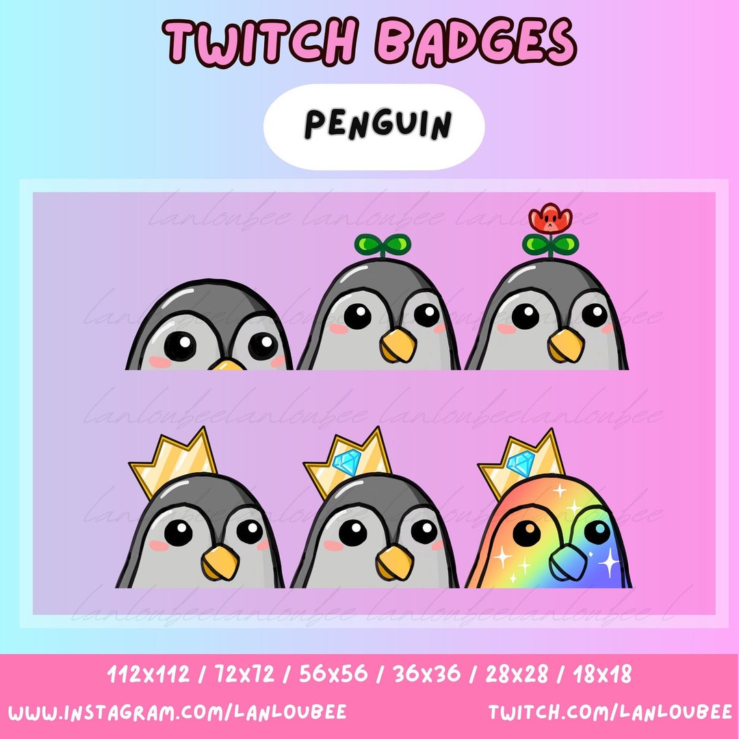 Kawaii Penguin Sub Badges | Twitch Bits | Discord | 6 Tiers - Etsy