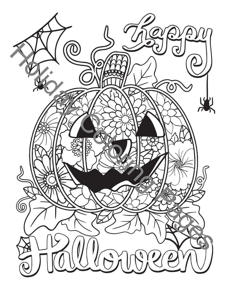 Happy Halloween Jack-o-lantern Pumpkin Coloring Page - Etsy