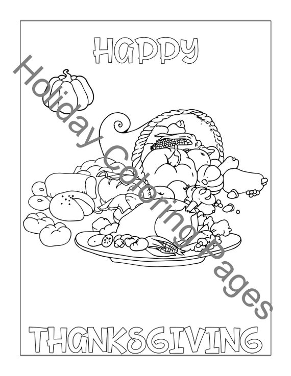 Happy Thanksgiving Cornucopia Coloring Pages