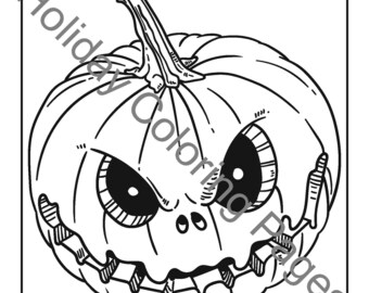 Happy Halloween Jack-o-lantern Pumpkin Coloring Page - Etsy