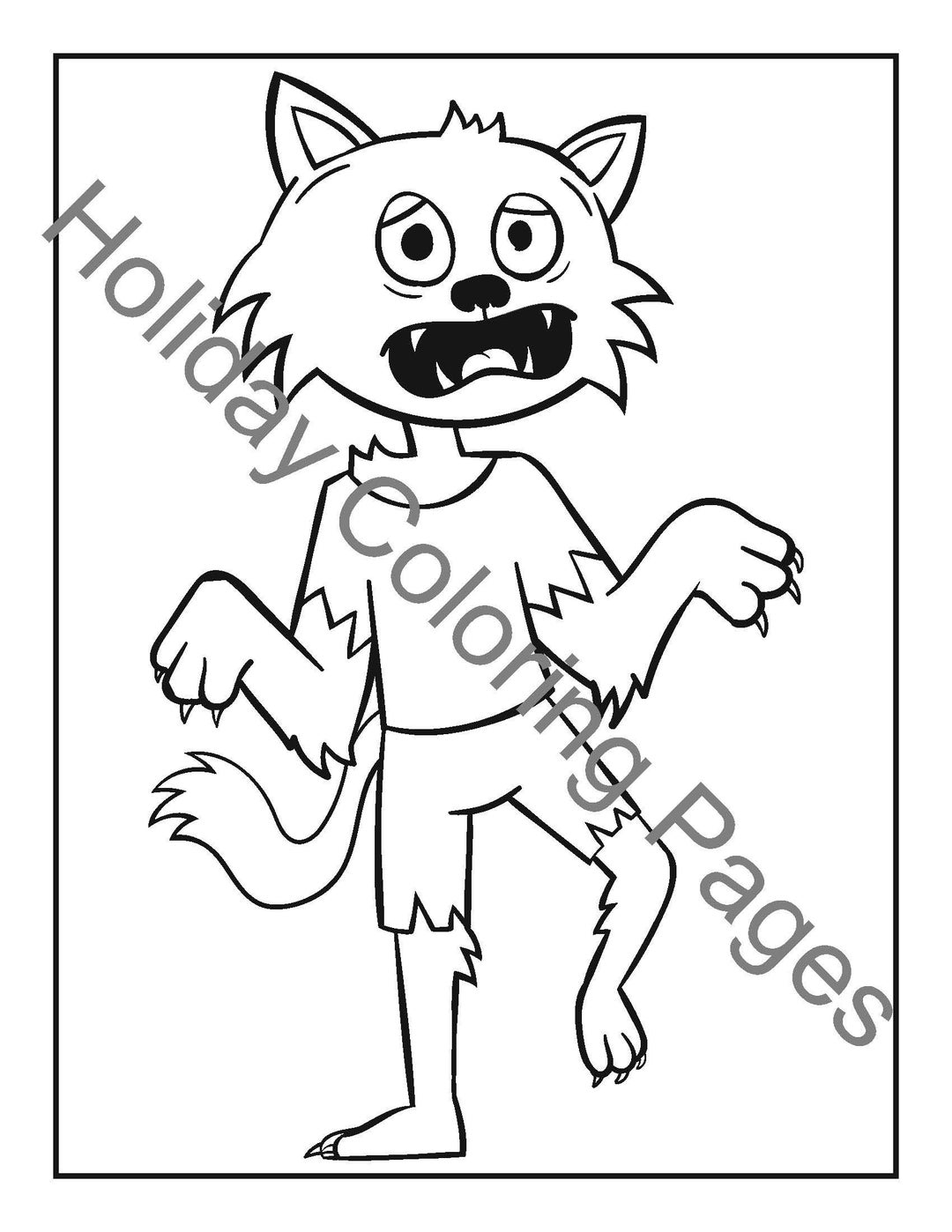 Warewolf Kids Halloween Coloring Page - Etsy