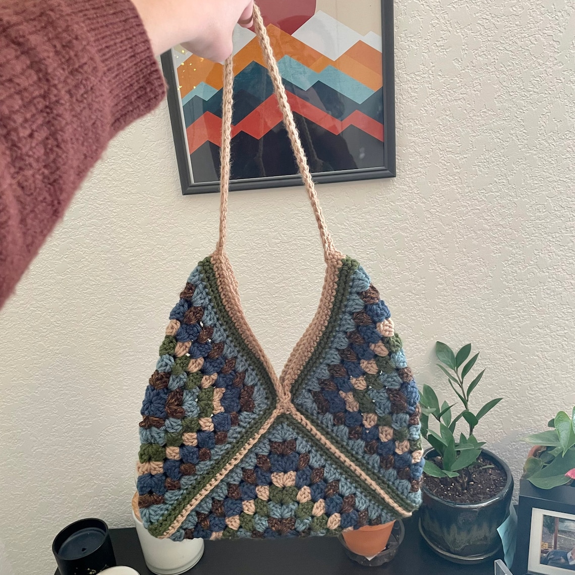 Earthy Granny Square Shoulder Bag - Etsy