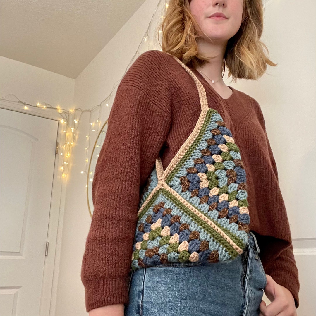 Earthy Granny Square Shoulder Bag - Etsy