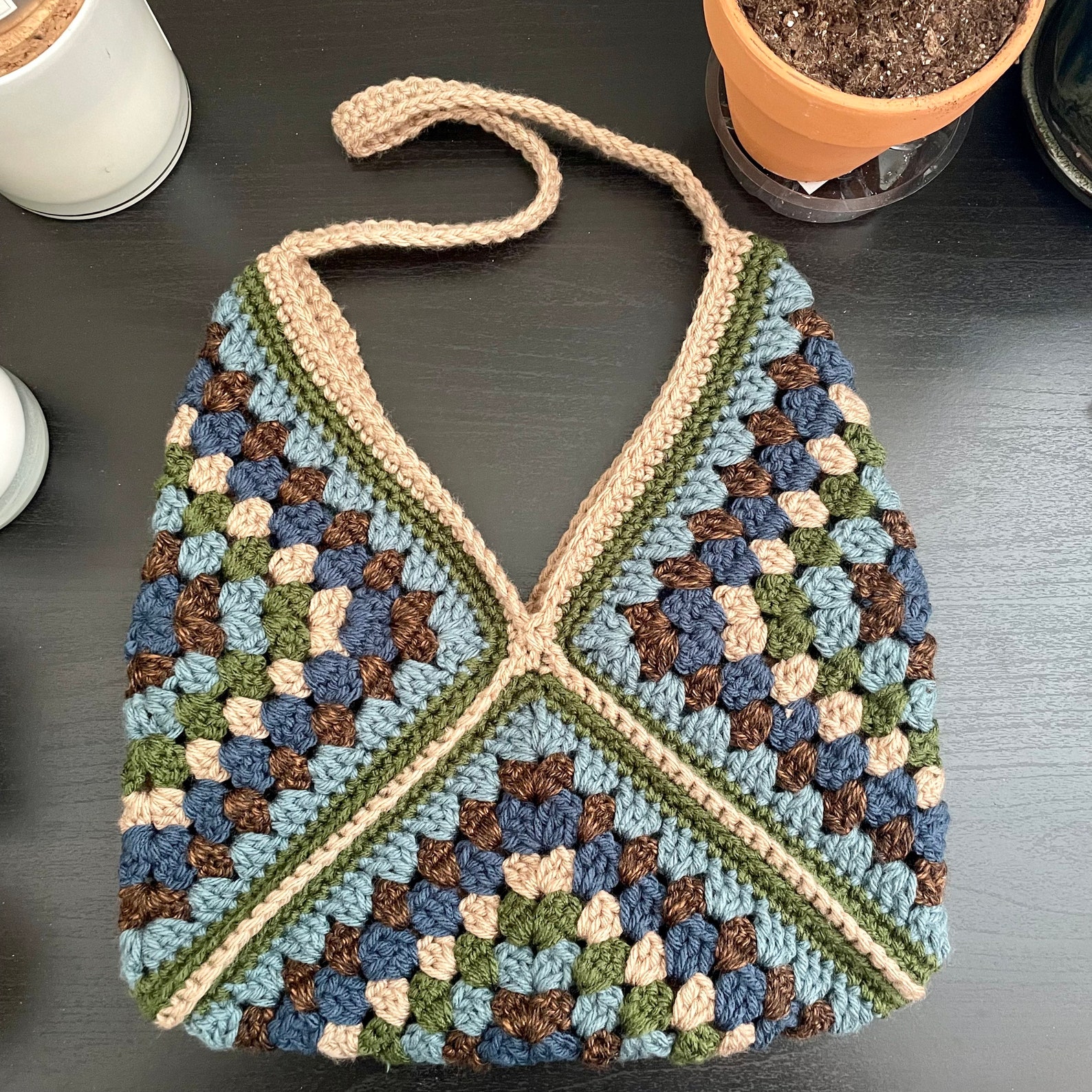 Earthy Granny Square Shoulder Bag - Etsy