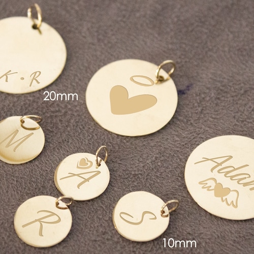 14k Gold Large Engraved Disc Pendant - Etsy