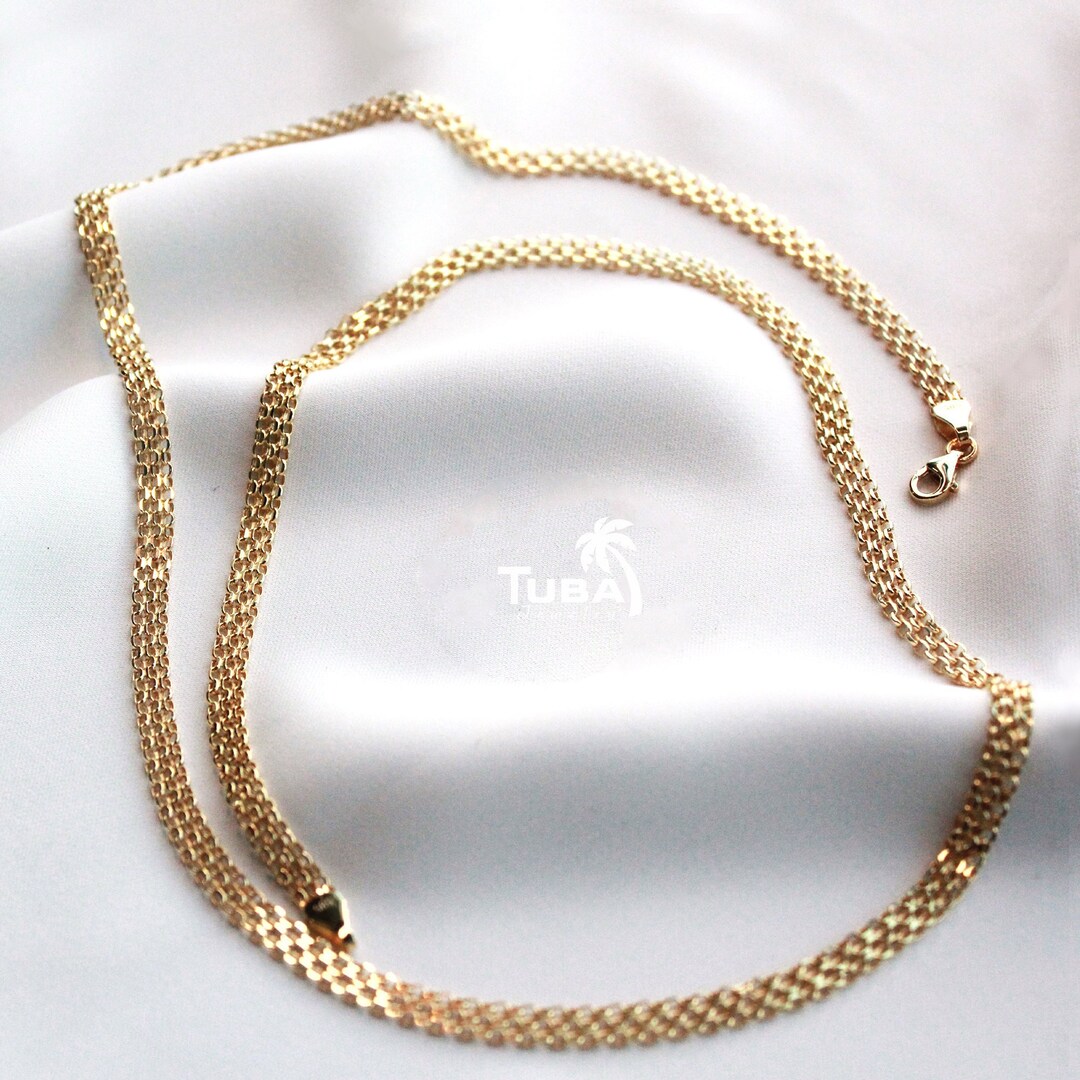 14K Gold Bismark Snake Chain Necklace, Herringbone Necklace, Curb Link ...