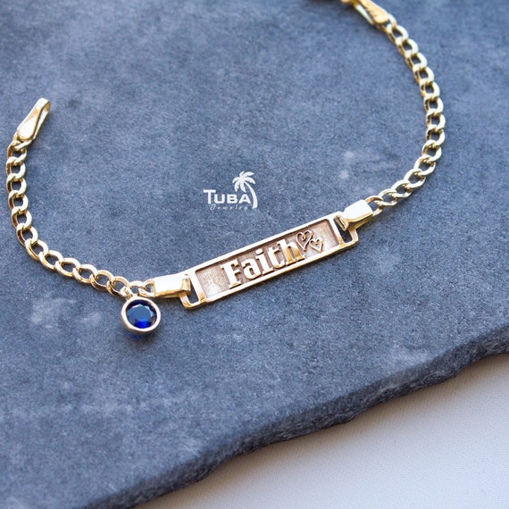 14K Gold 3D Baby Bracelet Baby Name Bracelet Girl and Boy Gold Engraved ID Bracelet Gift for 1 Year Old Newborn Infant Gold Bracelet Etsy