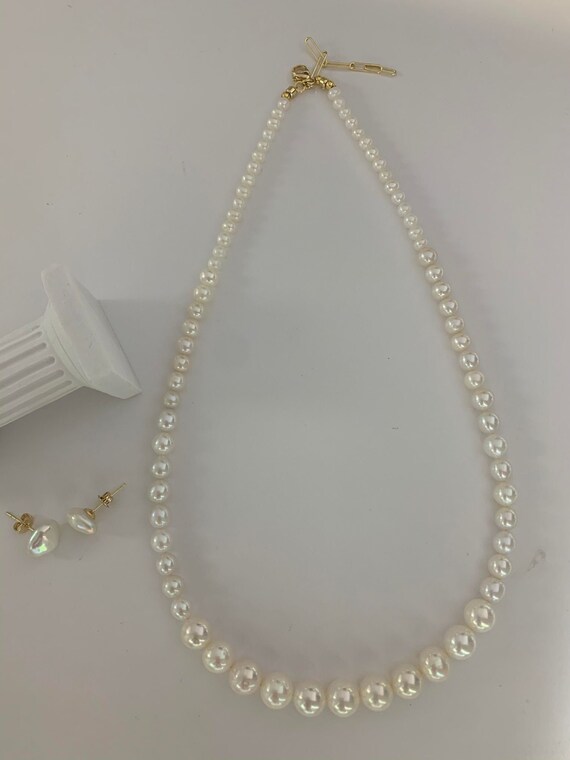 Graduated Pearl Necklace Hand-picked Real Freshwater Pearls | Etsy