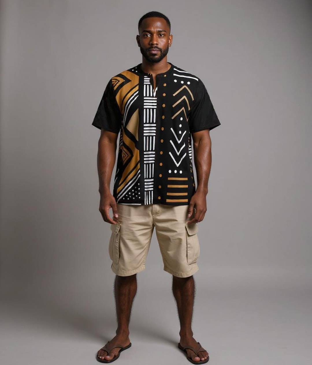 Printed African Mud Cloth Inspired Lightweight Dashiki - Great Look ...