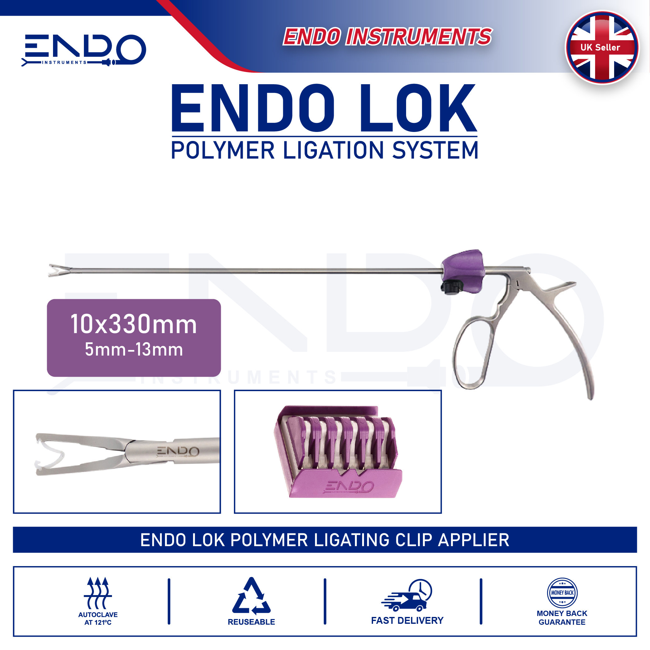 84 X Endolok Polymer Ligation Clips Endo Lok Ligating Locking System ...