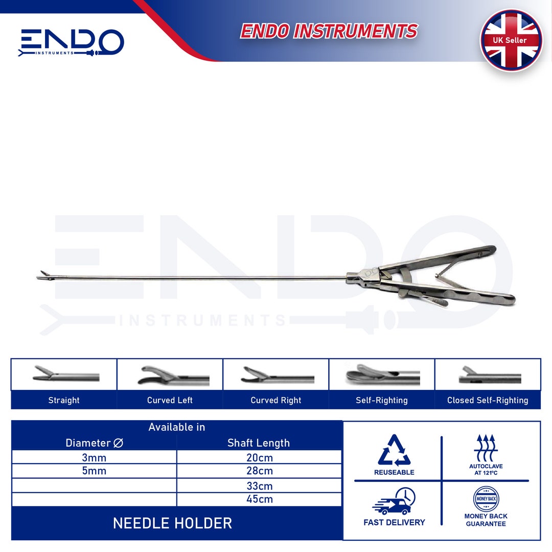 ENDO Laparoscopic Needle Holder: 5mm/33cm, Straight/curved Jaw ...