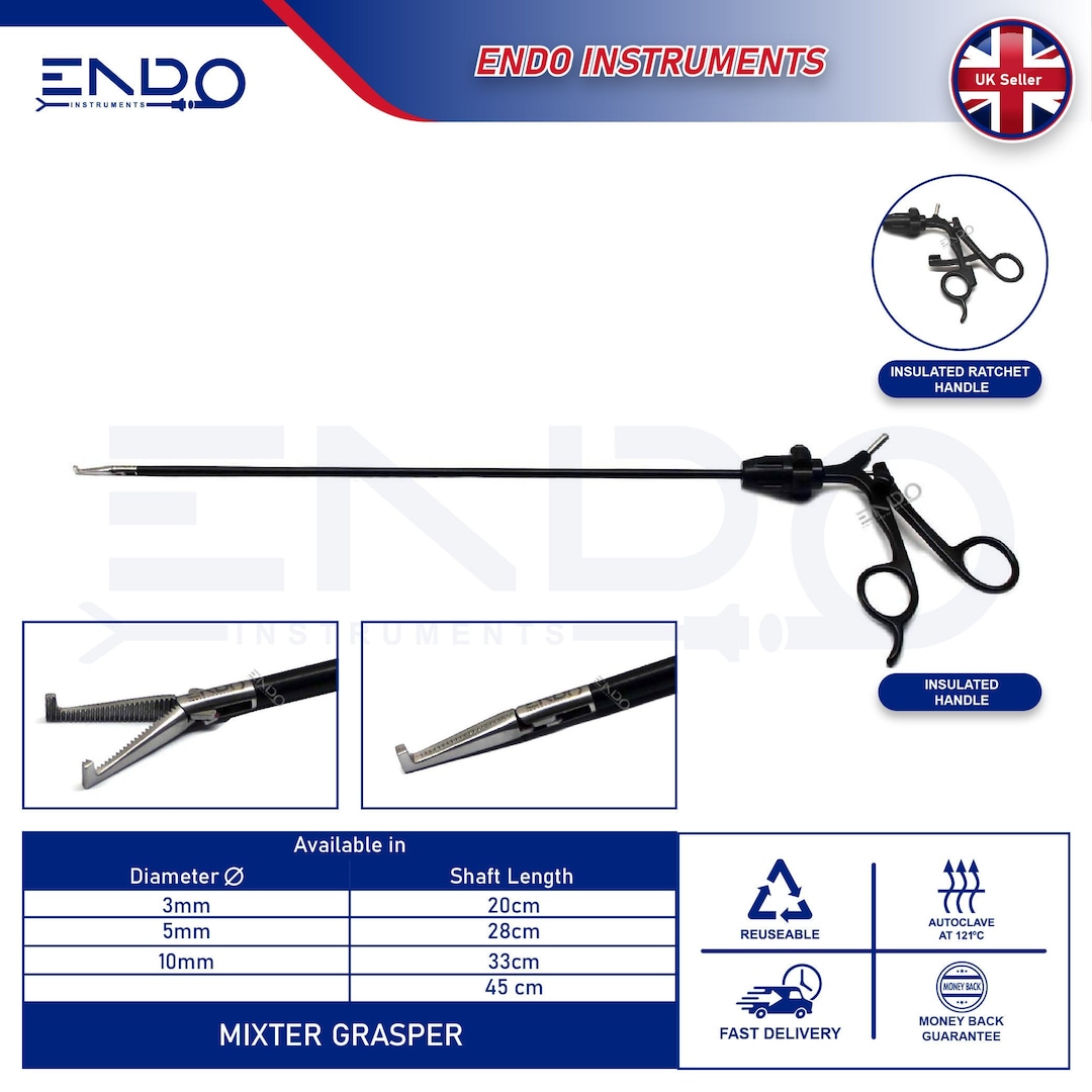 ENDO Laparoscopic Right Angle Mixter Grasper: 3mm 5mm (autoclavable) - Etsy