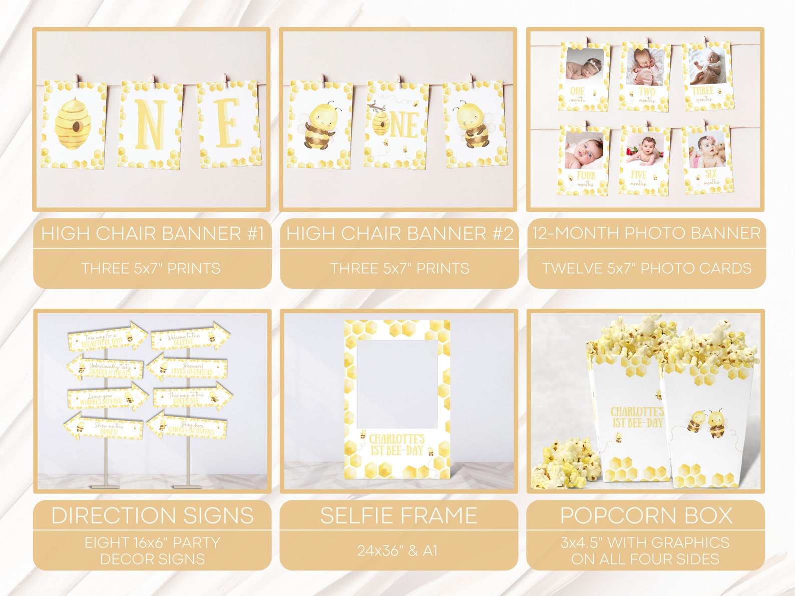 Editable Bee Birthday Decorations Bundle, First Bee Day Decorations ...