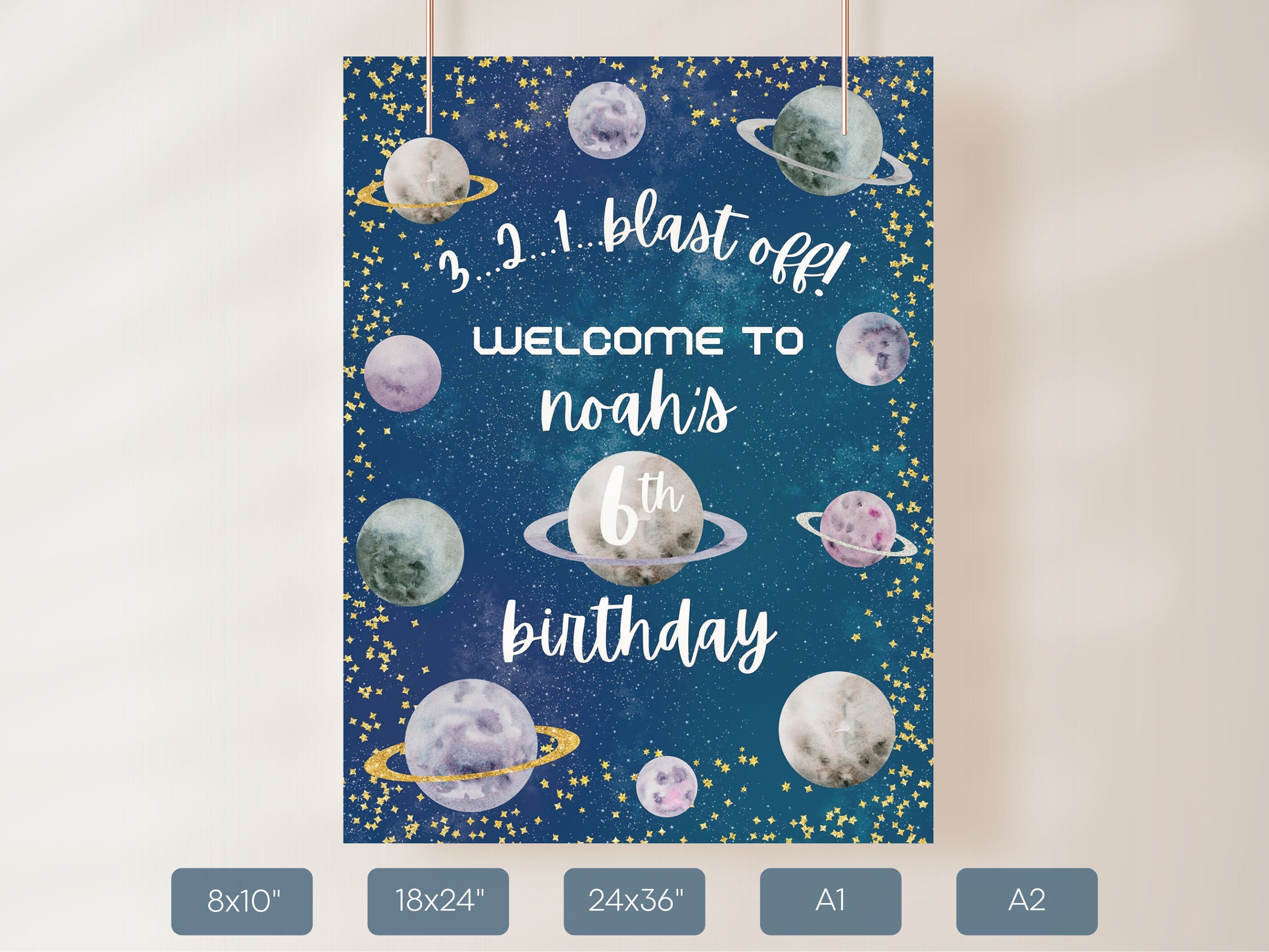 Space Birthday Welcome Sign, Outer Space Welcome Party Sign, Birthday ...
