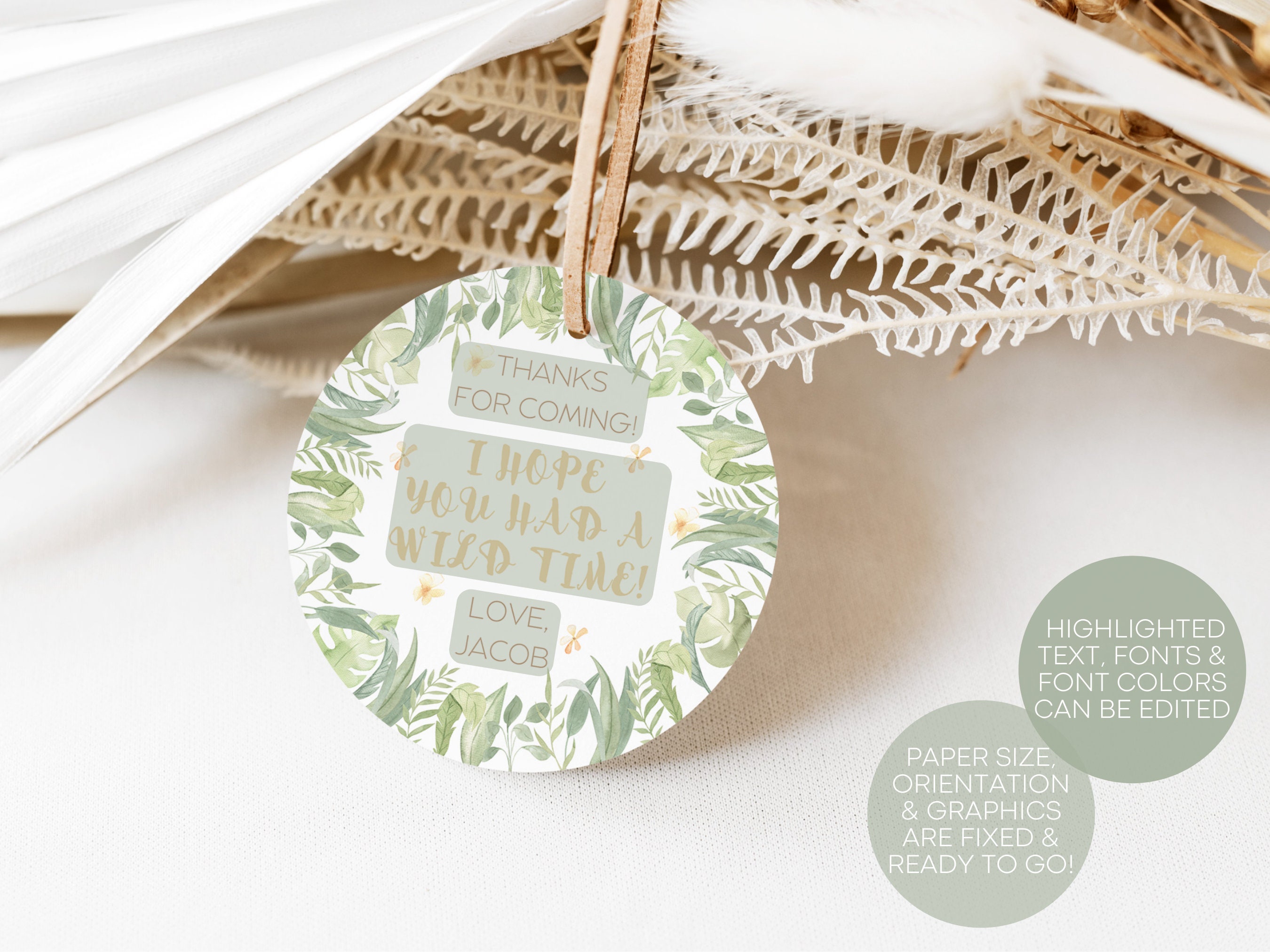 Editable Wild One Favor Tag, Favor Tag Personalized, Birthday Favor ...