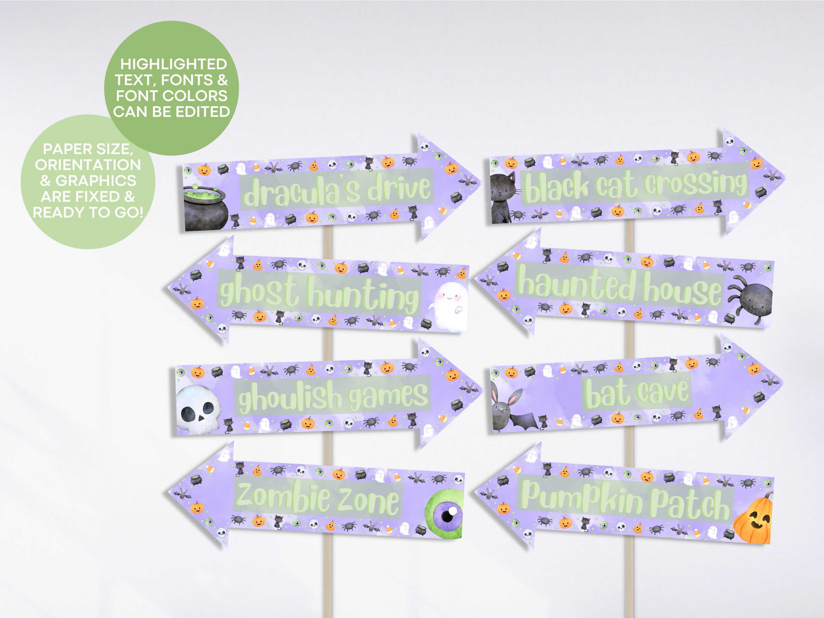 Editable Halloween Directional Sign Directional Arrow Sign - Etsy