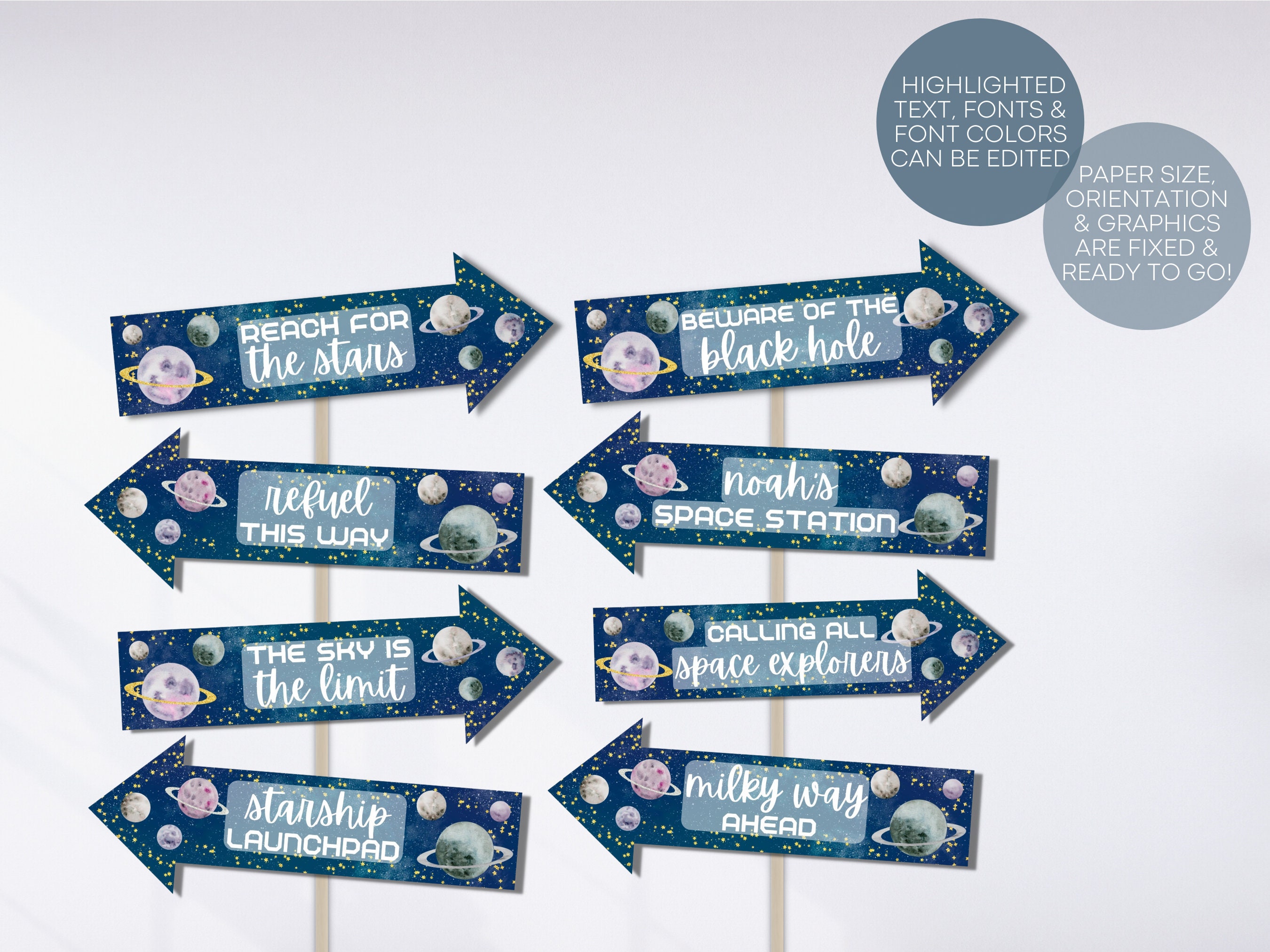 Space Direction Signs, Space Party Decor, Space Birthday Decorations ...