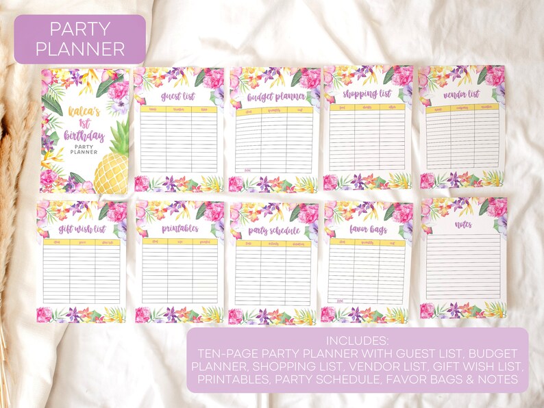 Editable Luau Party Planner, Hawaii Party Planner, Event Planner ...