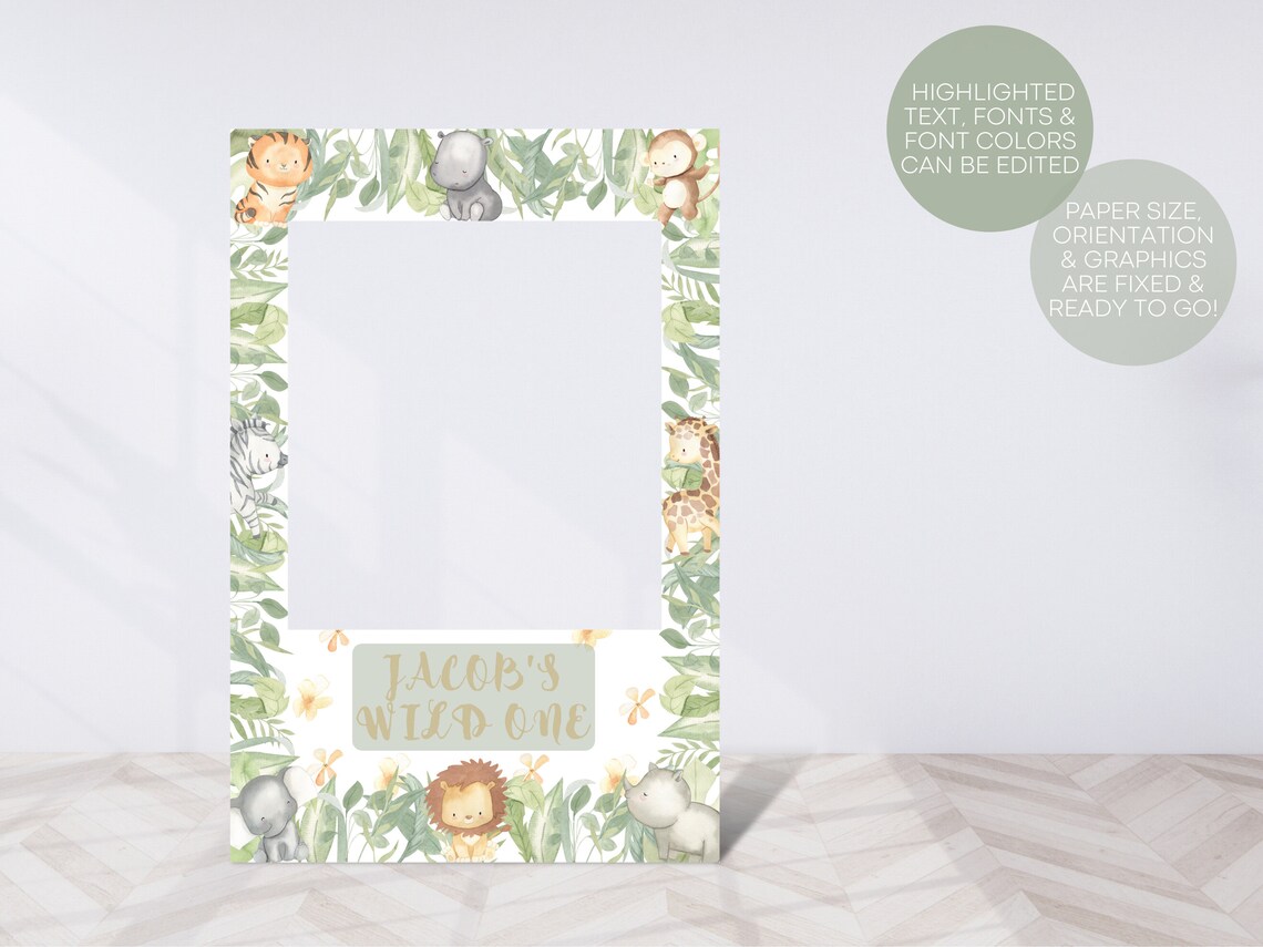 Editable Safari Selfie Frame Photo Prop Frame Printable - Etsy