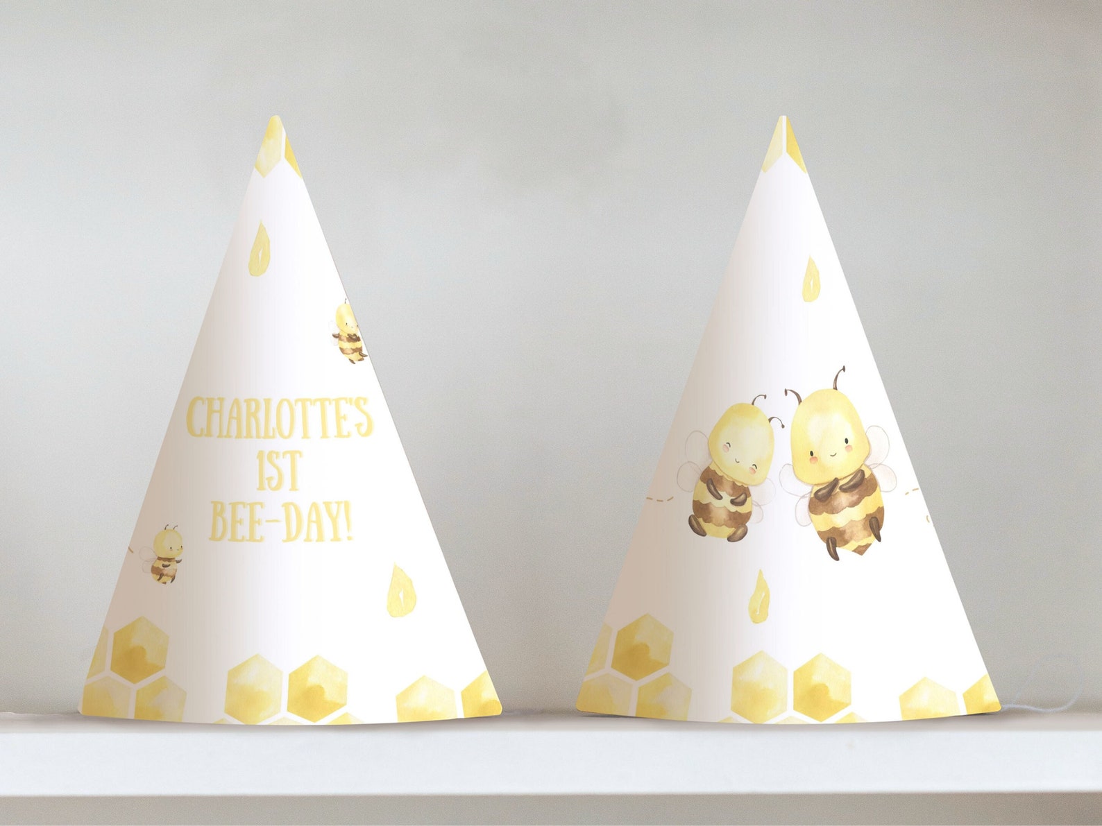 Editable Bee Party Hat, Birthday Party Hats, First Birthday Hat, 1st ...