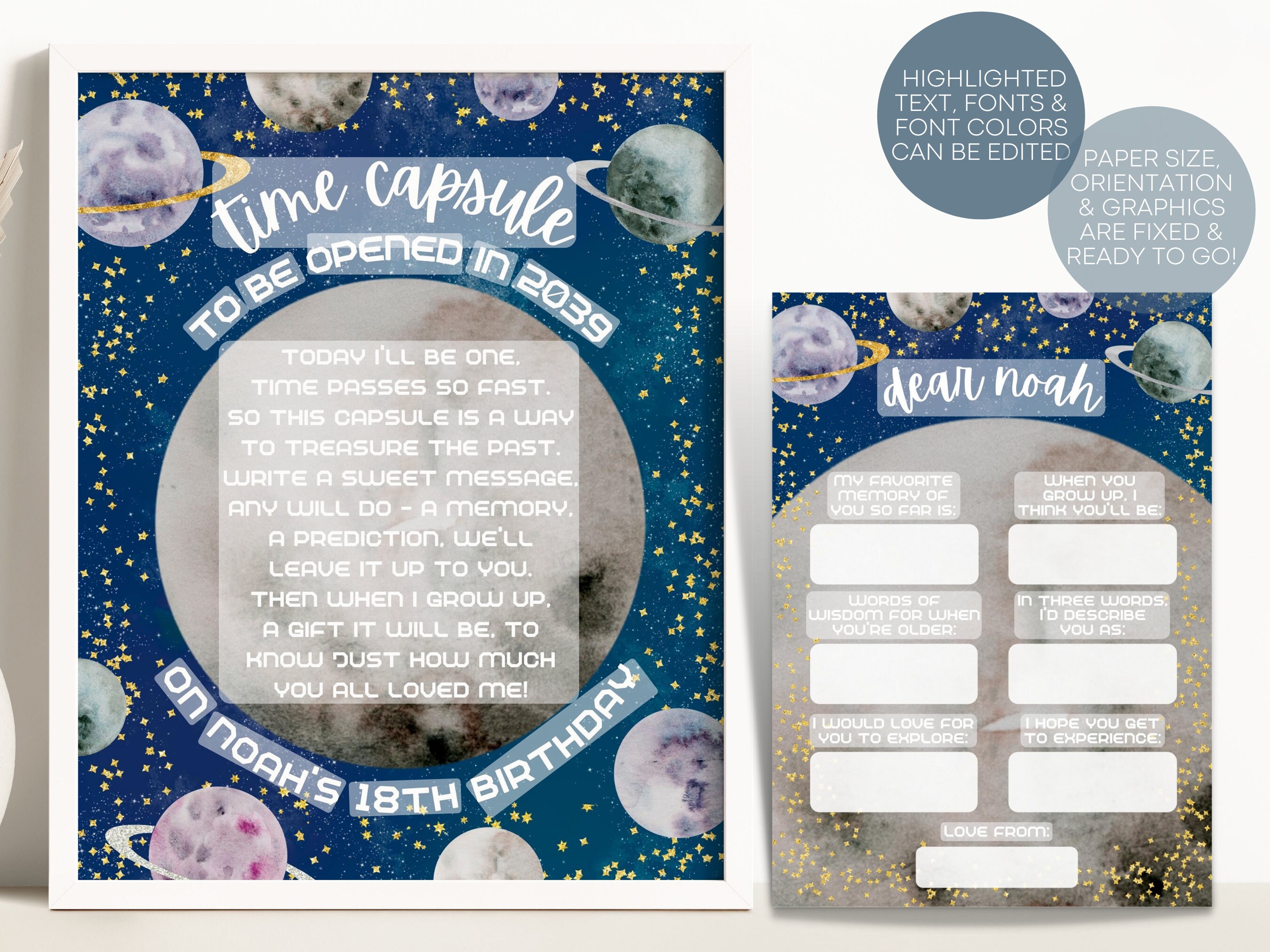Space Time Capsule, Time Capsule Cards, Time Capsule First Birthday ...
