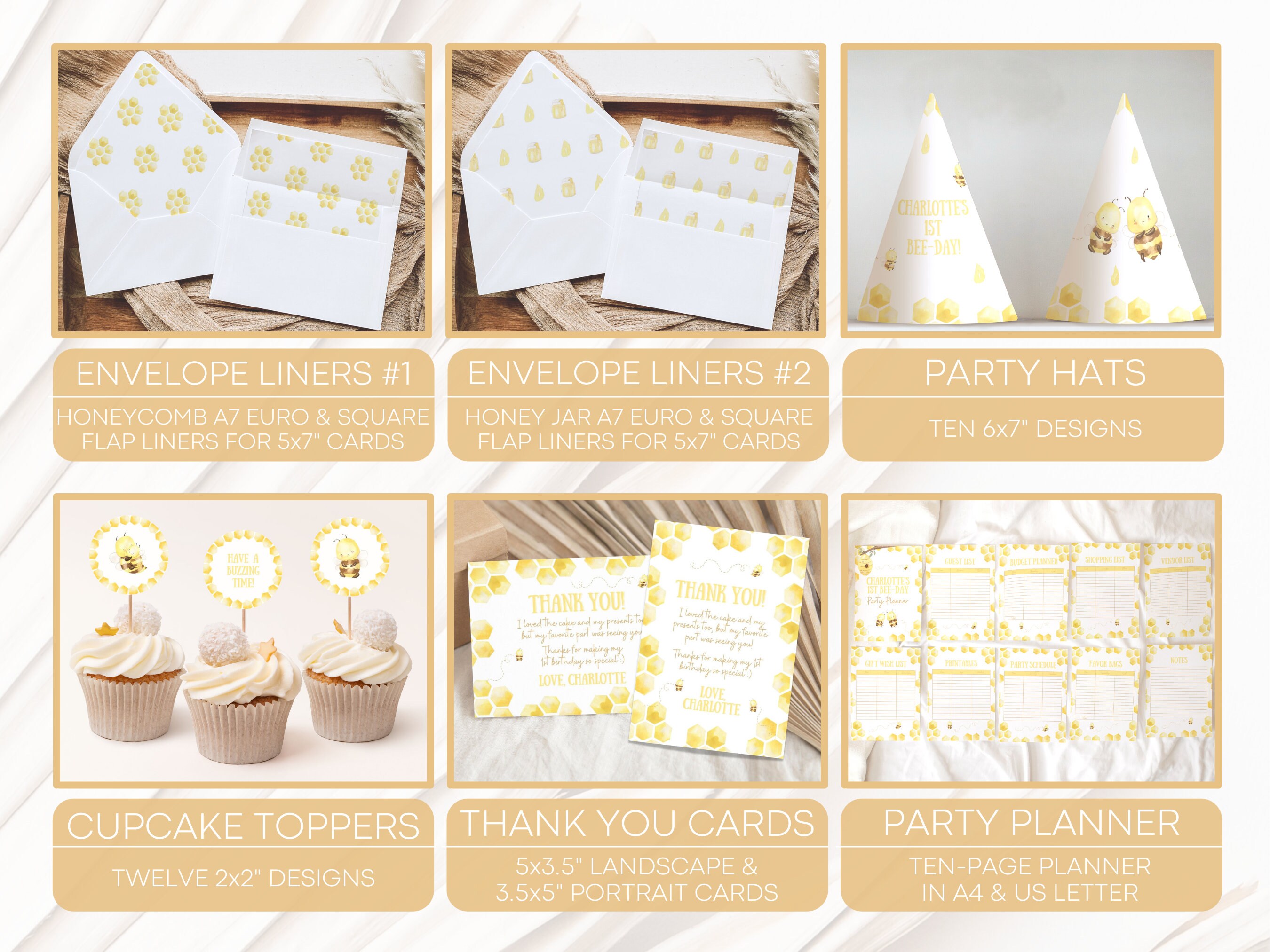 Editable Bee Birthday Decorations Bundle First Birthday - Etsy Australia