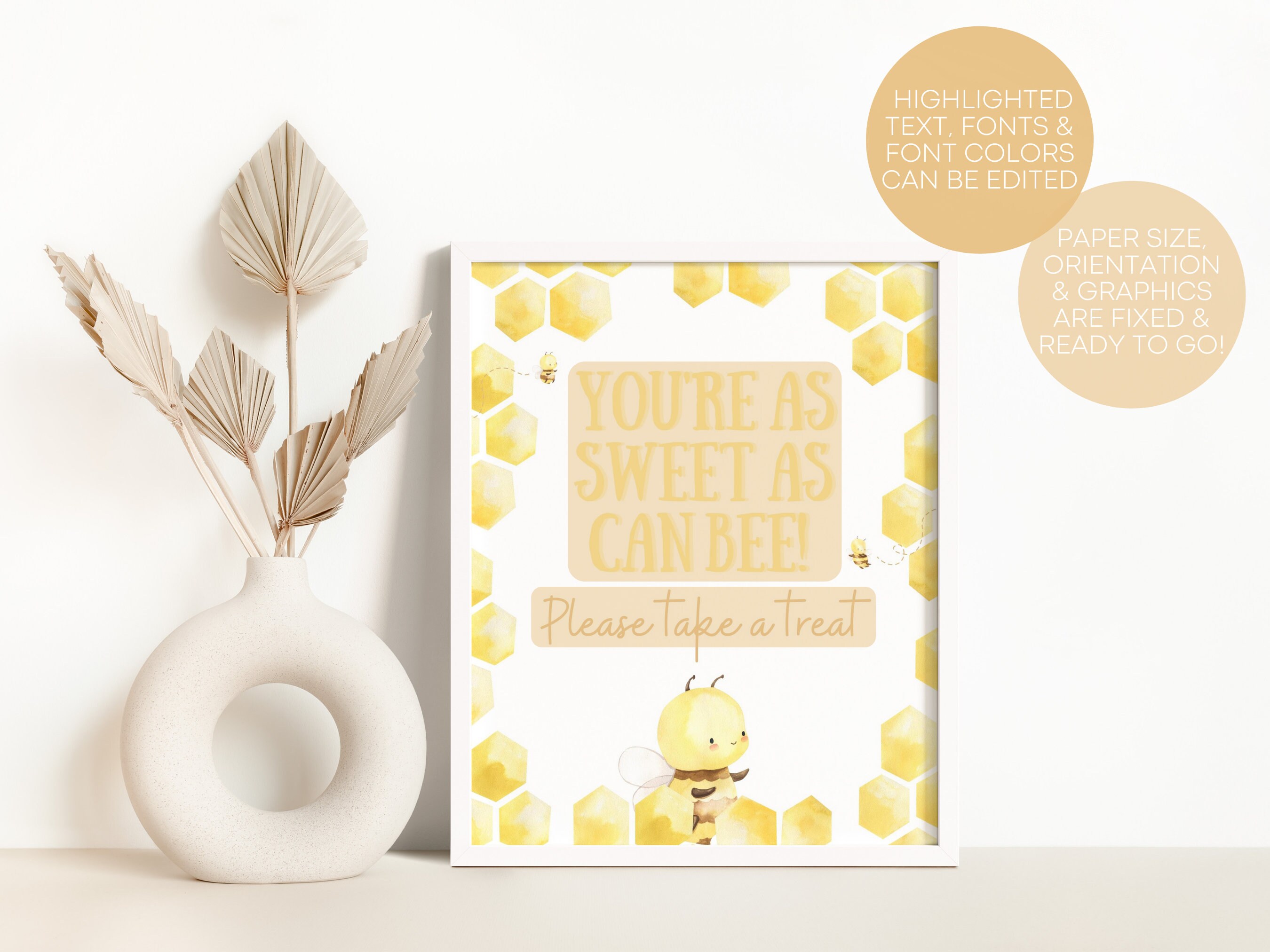 Editable Bee Party Table Sign, Bee Birthday Sign, Table Sign Template ...