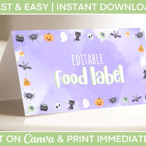 Editable Halloween Food Labels, Halloween Food Tent Cards, Halloween ...