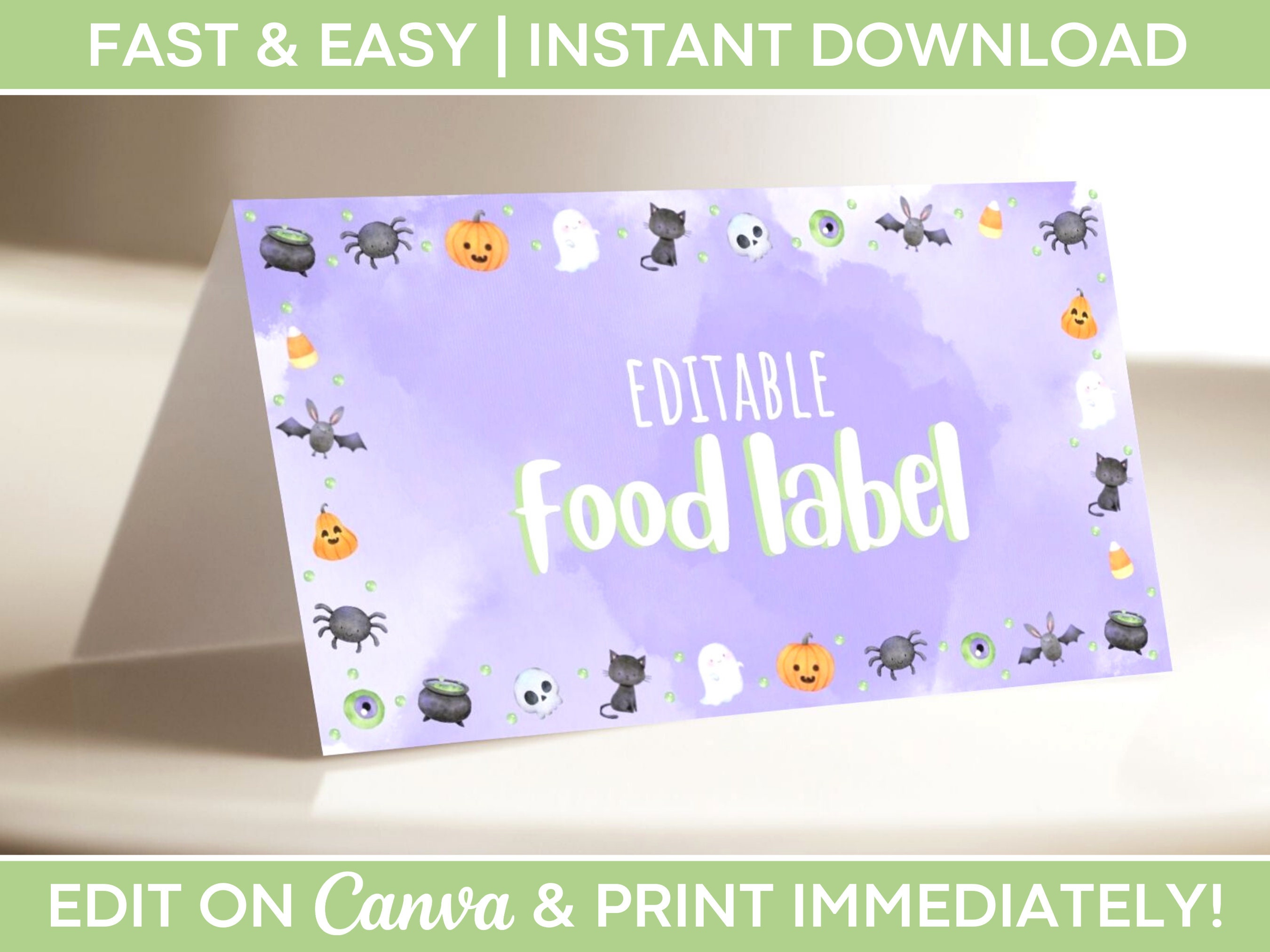 Editable Halloween Food Labels Halloween Food Tent Cards - Etsy