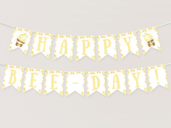 Editable Bee Birthday Banner Birthday Bunting Happy Birthday | Etsy