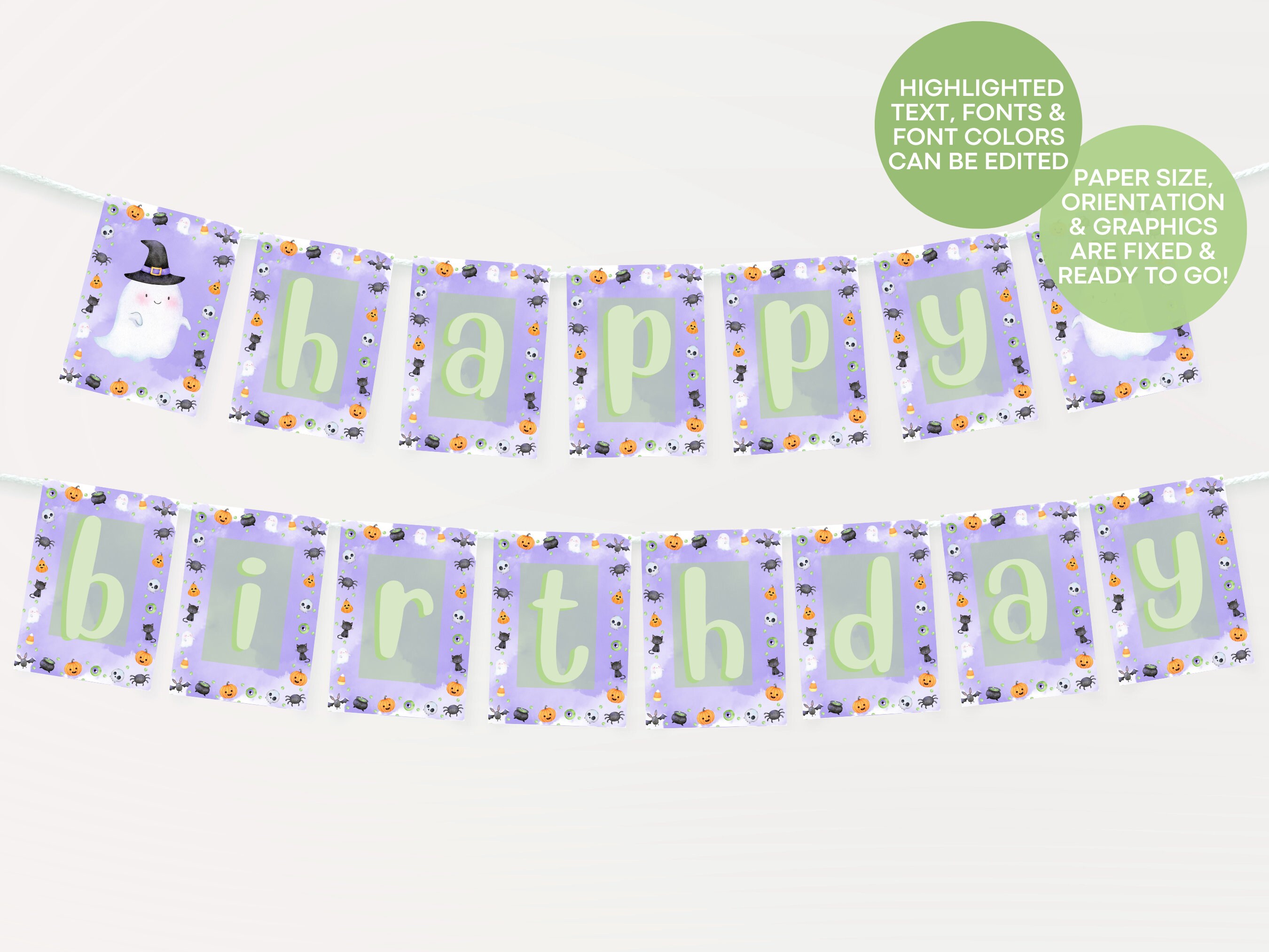 Editable Halloween Birthday Banner Spooky One Banner - Etsy