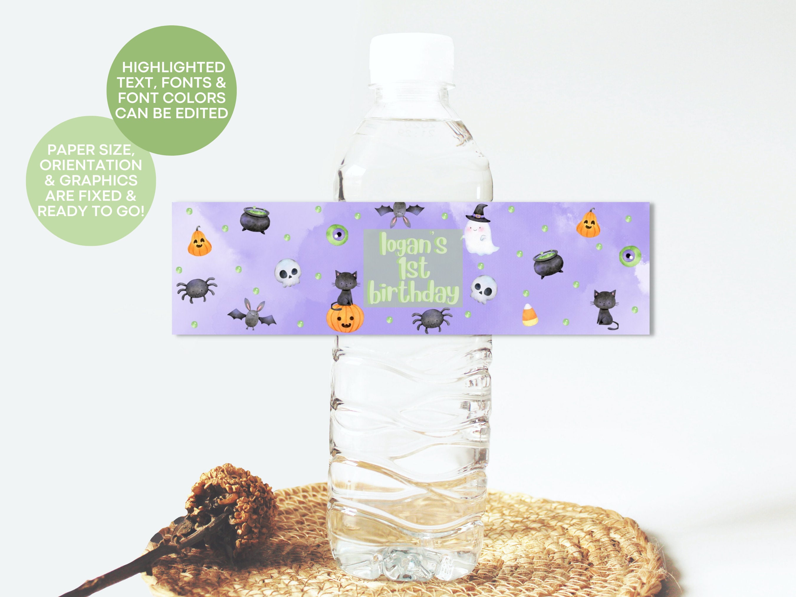 Editable Halloween Water Bottle Labels, Water Bottle Label Template ...
