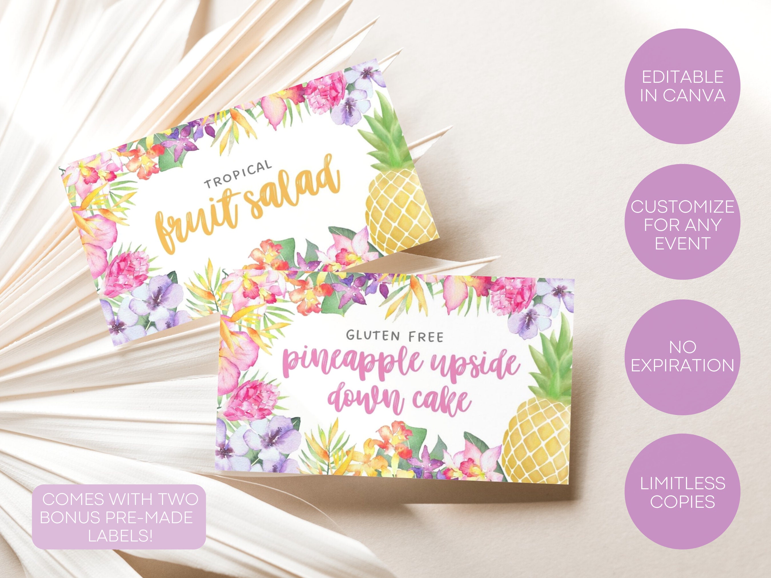 Editable Luau Food Labels, Luau Buffet Labels, Tropical Place Cards ...
