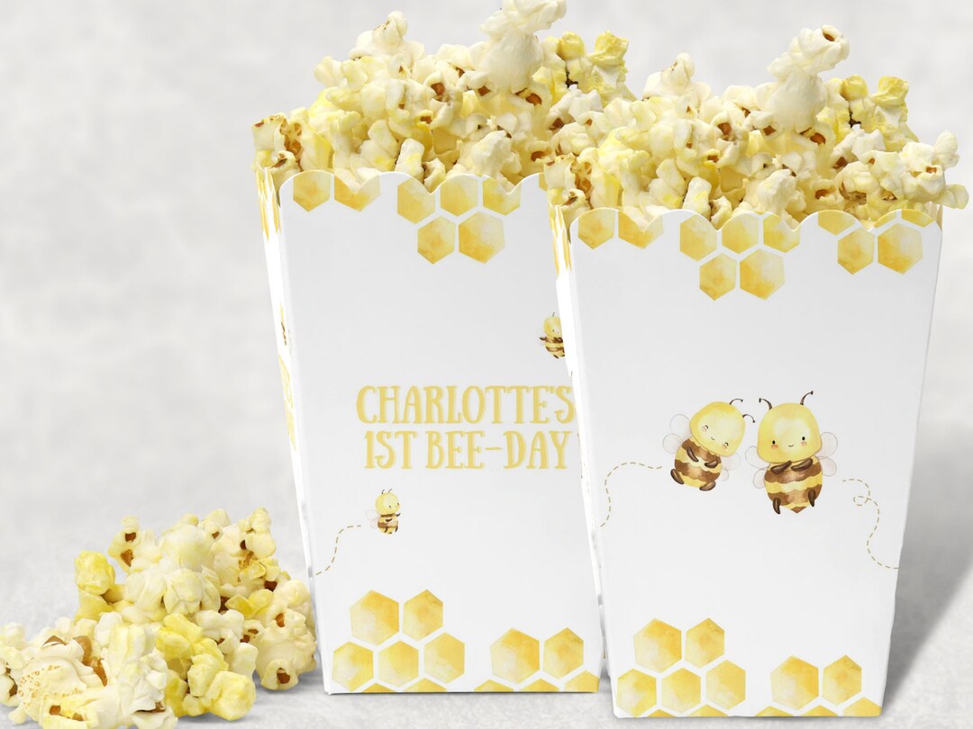 Editable Bee Popcorn Box, Popcorn Box Template, Popcorn Box ...