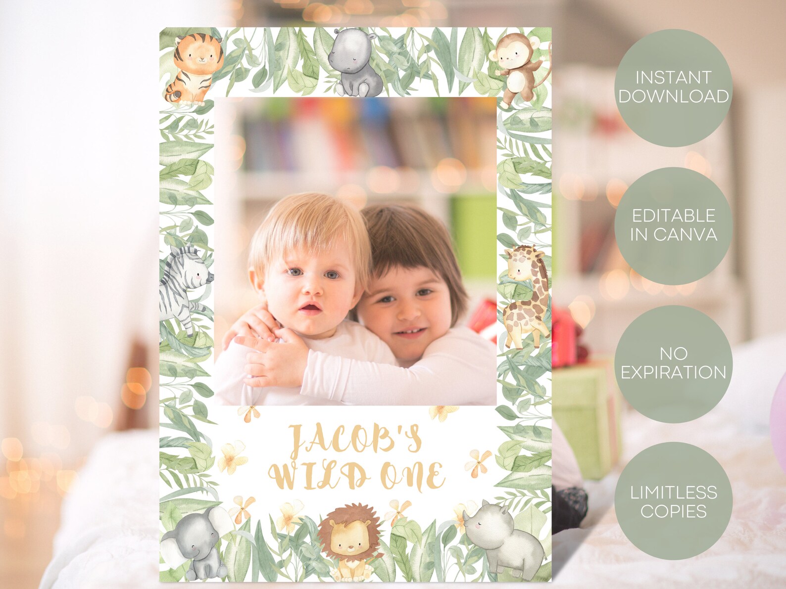 Editable Safari Selfie Frame, Photo Prop Frame Printable, Instagram ...