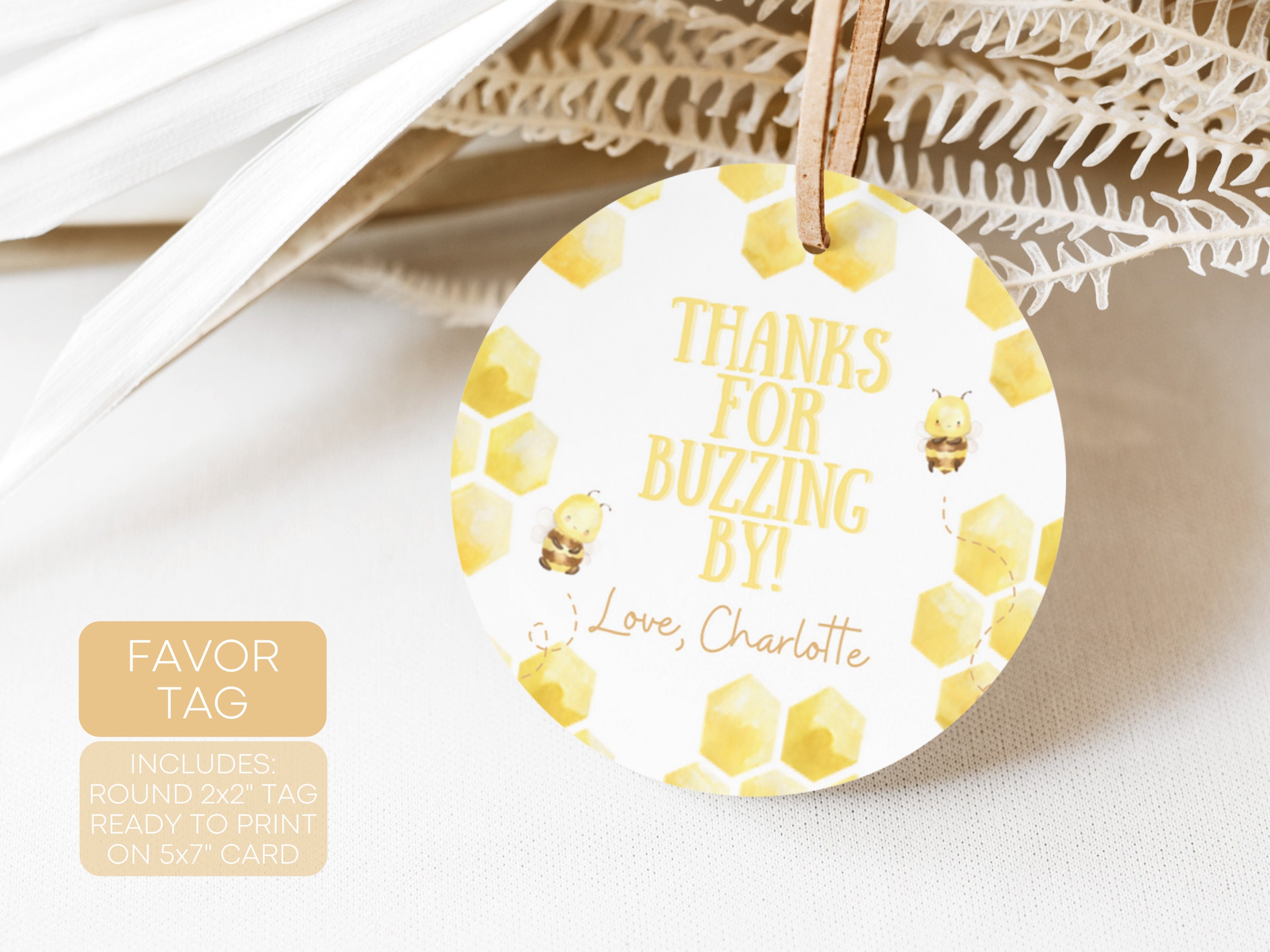 Editable Bee Gift Tag, Bee Birthday Thank You Tag, Favor Tag Template ...