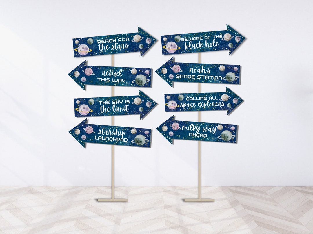 Space Direction Signs, Space Party Decor, Space Birthday Decorations ...
