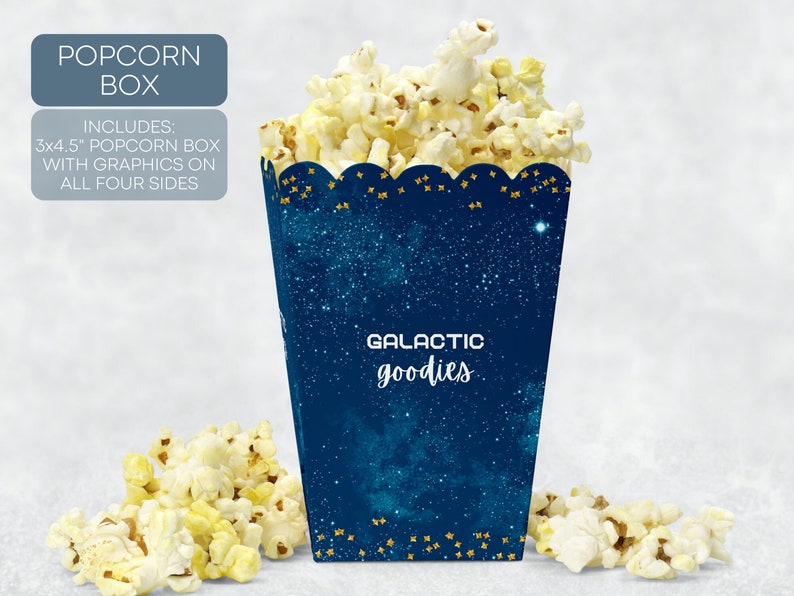Space Popcorn Box, Popcorn Box Template, Candy Box Personalized ...
