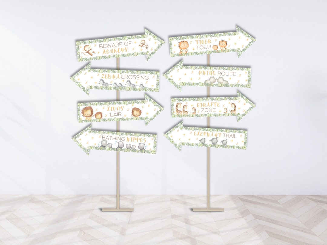 Editable Safari Directional Sign, Party Direction Sign, Direction ...