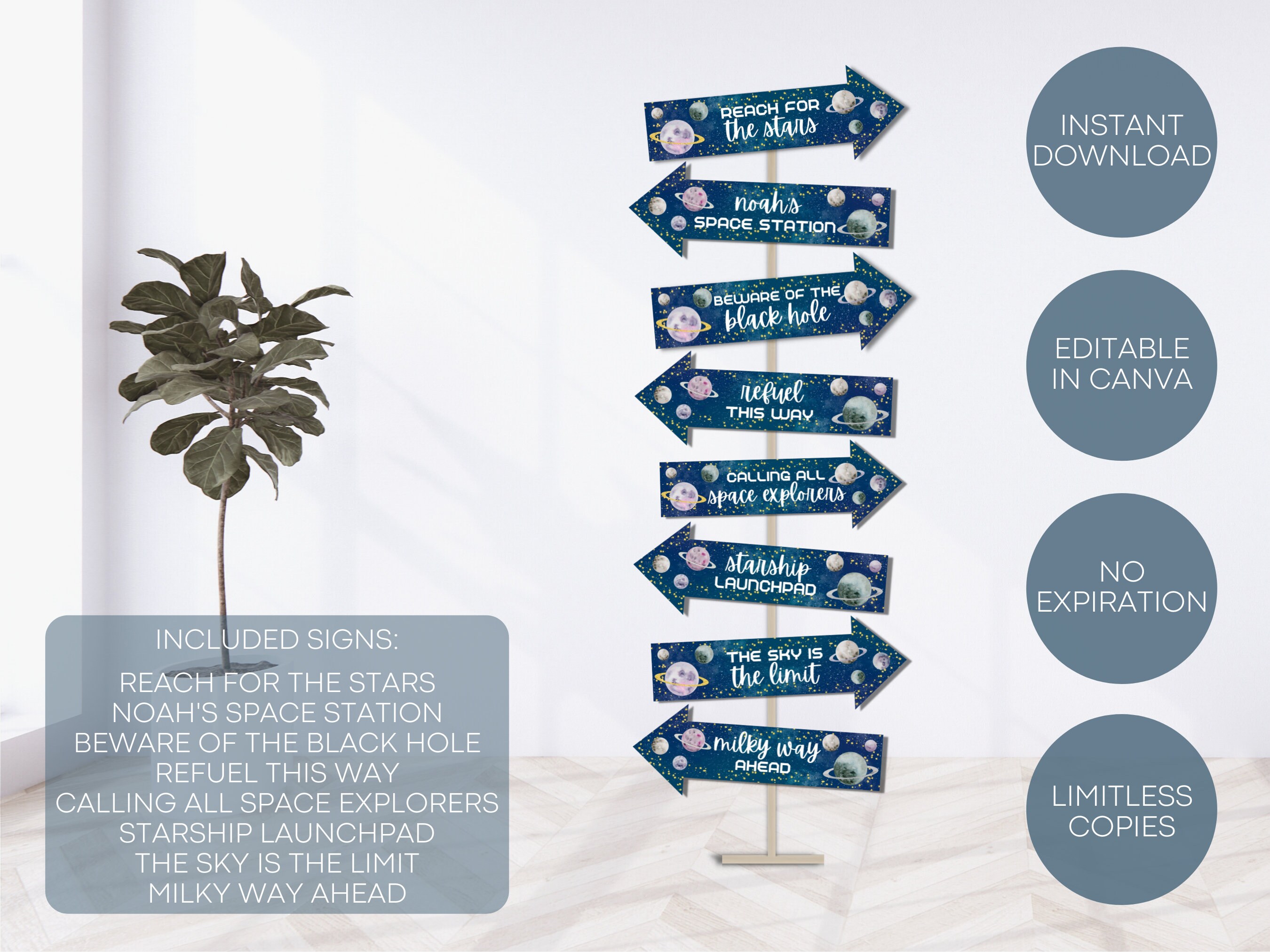 Space Direction Signs, Space Party Decor, Space Birthday Decorations ...